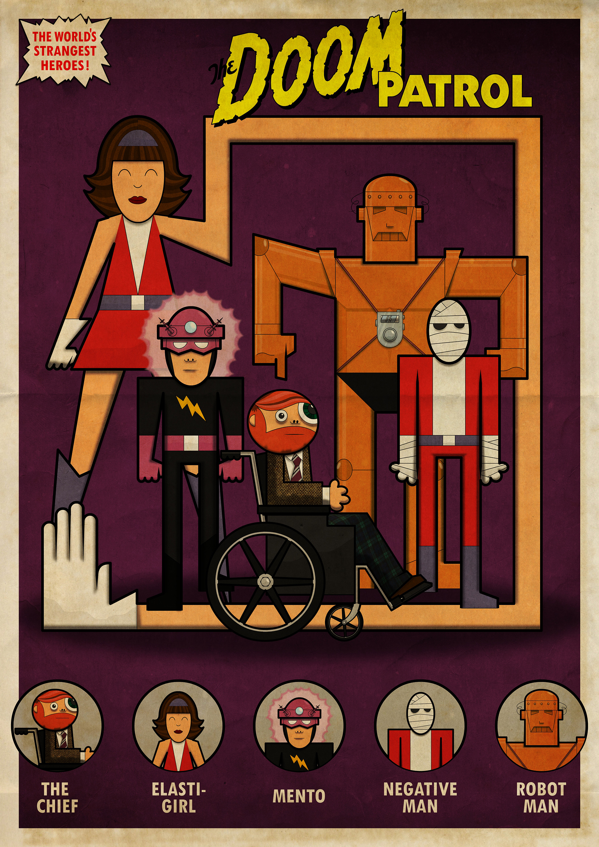 Doom Patrol: Digital Illustrations for series of posters | Def-Fly